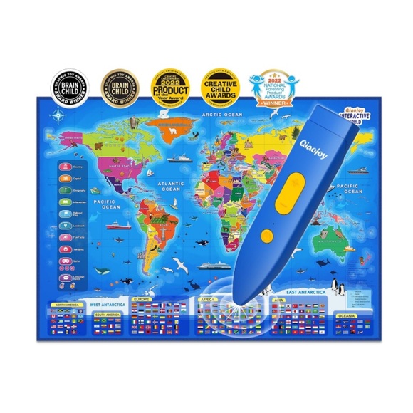 Toys | Bilingual Interactive World Map For Kids Learning Educational ...